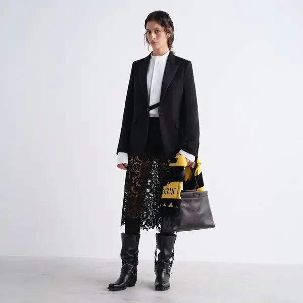 Fendi My Peekaboo Medium Crackled Black Leather Bag